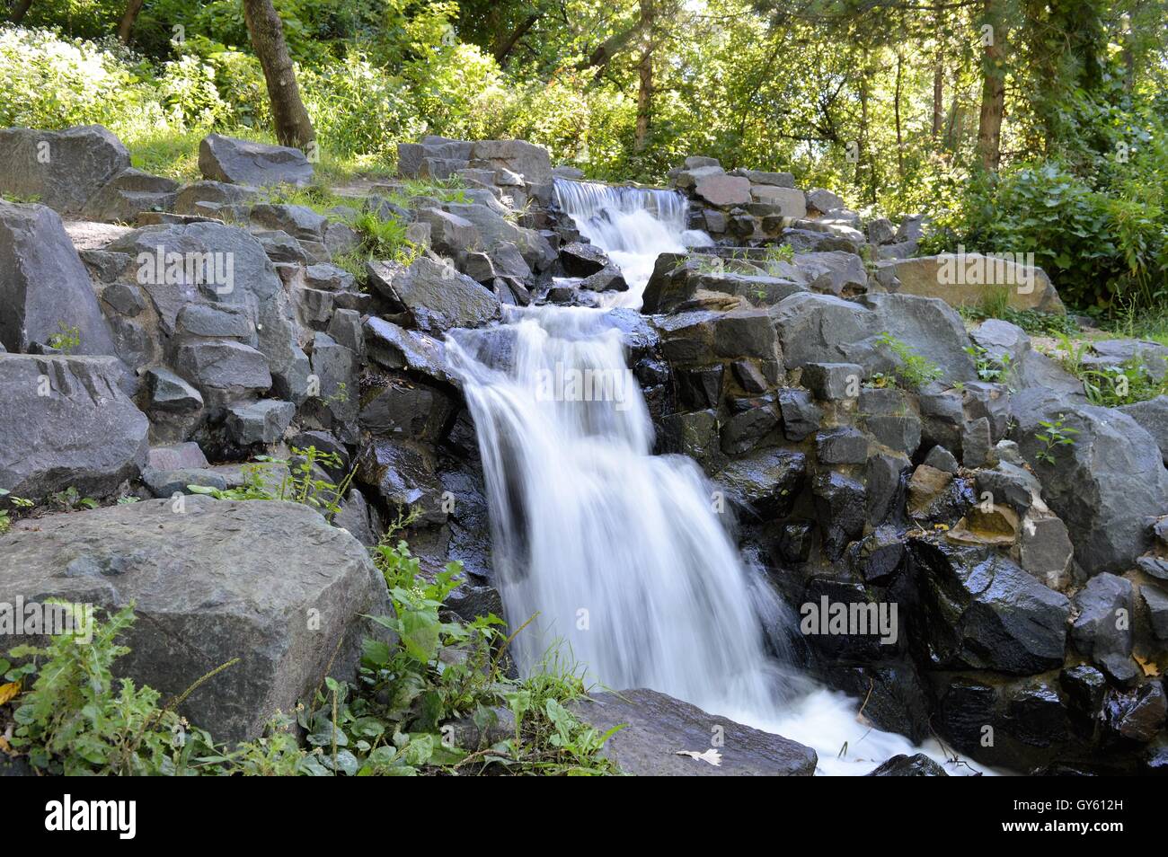 Waterfall in the Park Stock Photo - Alamy