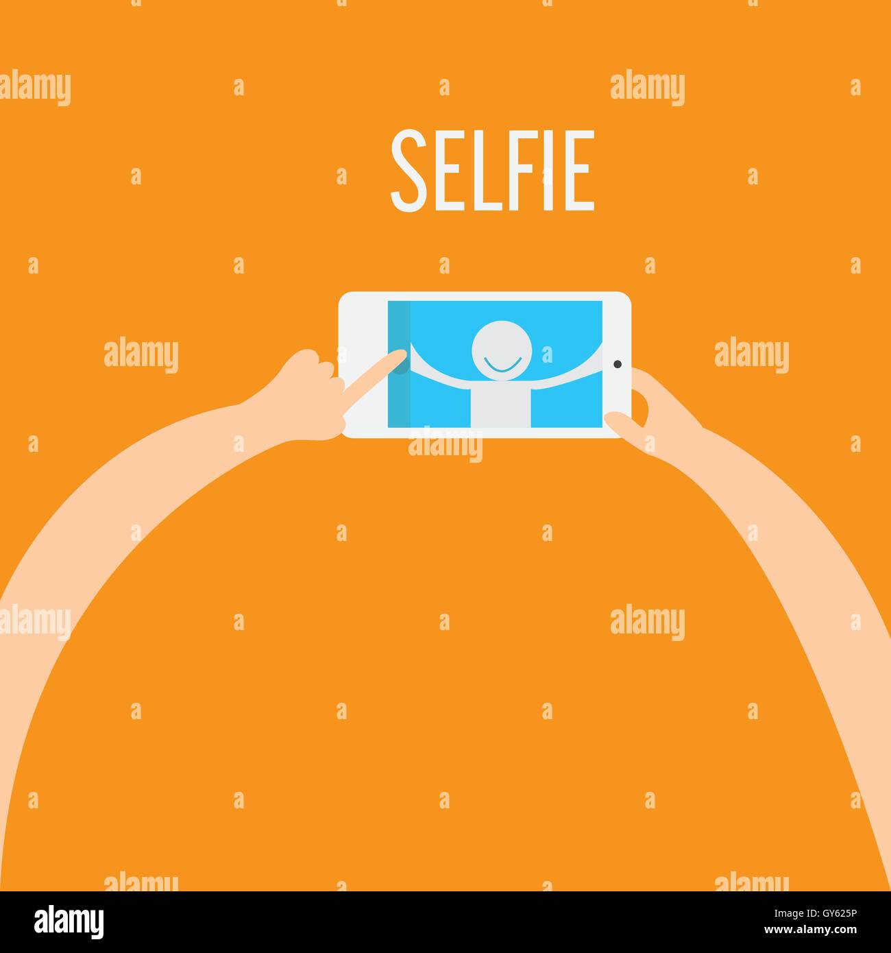 Woman taking selfie on phone smart mobile Stock Vector Images - Alamy