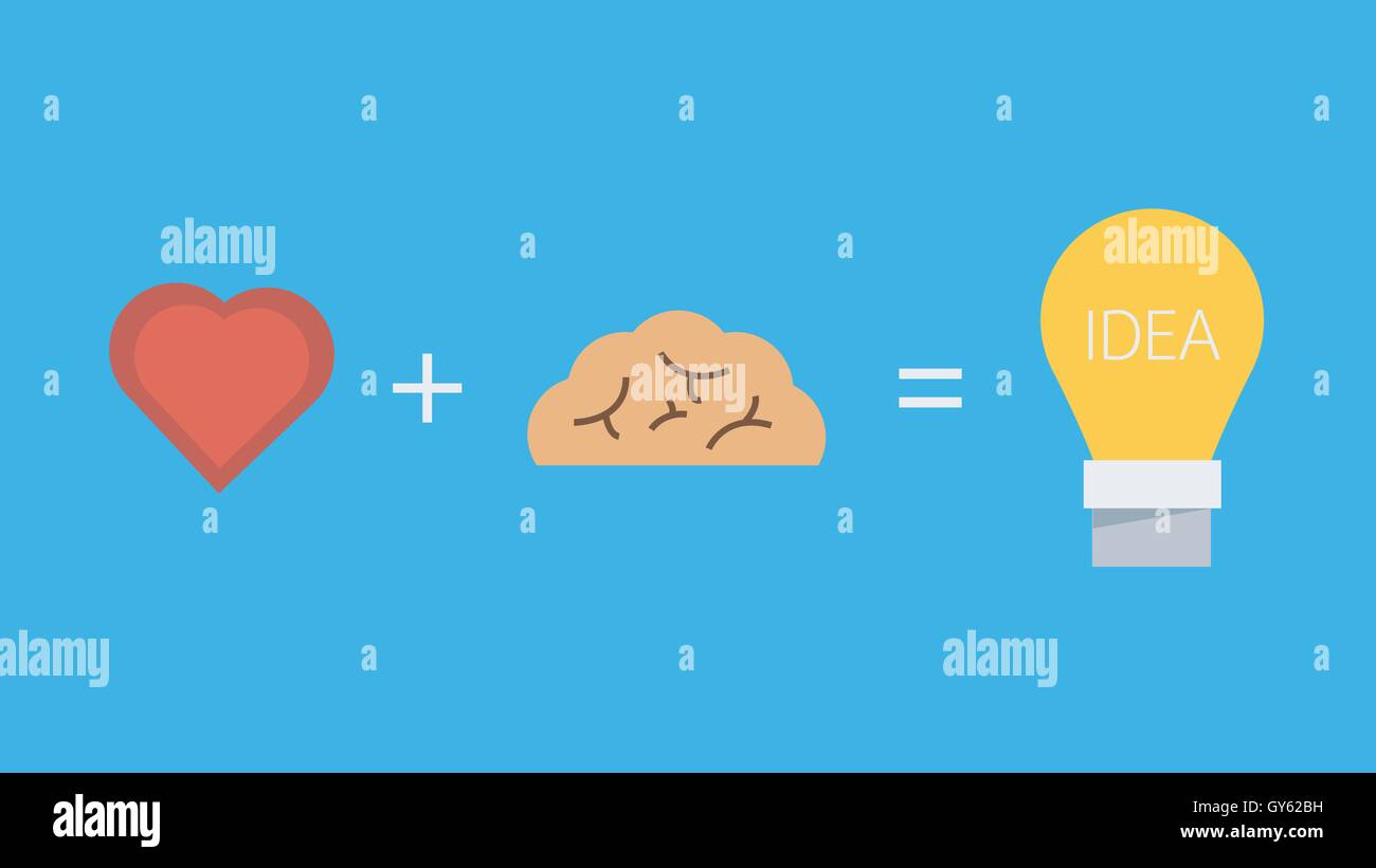 Great idea, heart brain and light, vector icon Stock Vector Image & Art ...
