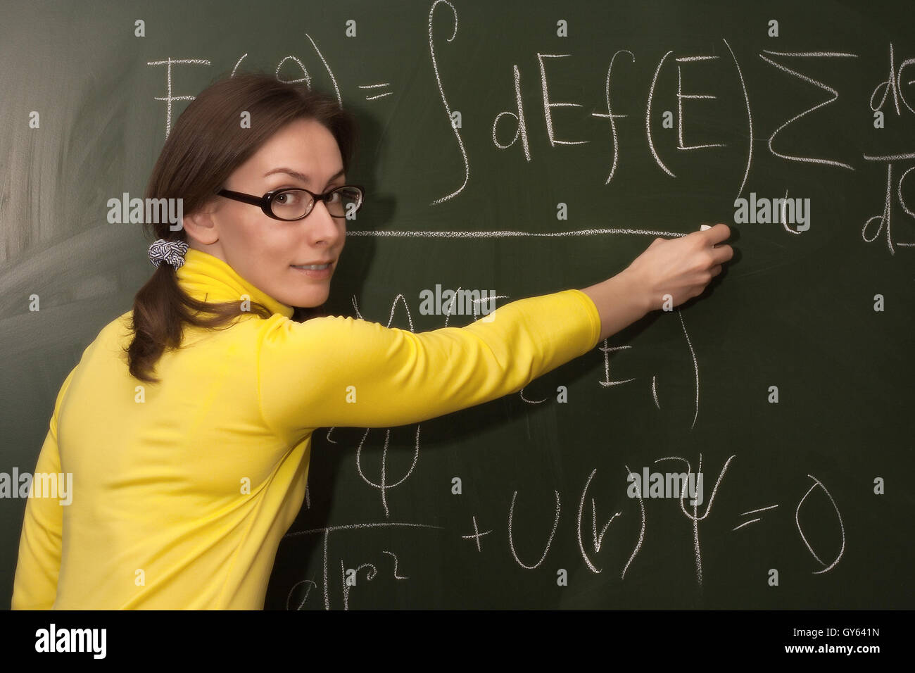 Female professor with formulae hi-res stock photography and images - Alamy