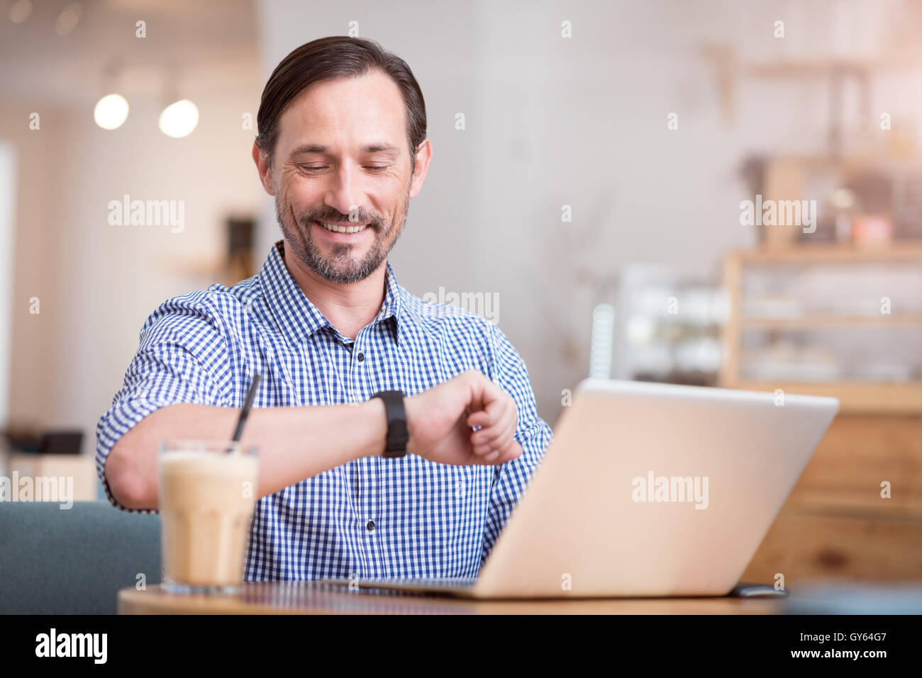 Handsome man working with computer Stock Photo - Alamy