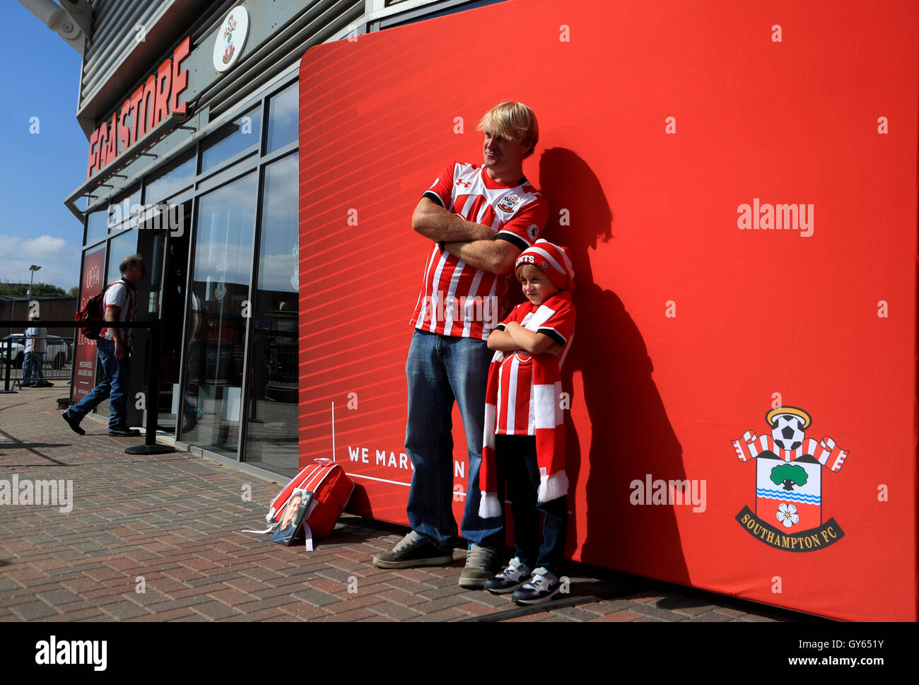 Southampton fans pose before the Premier League match at St Mary's ...