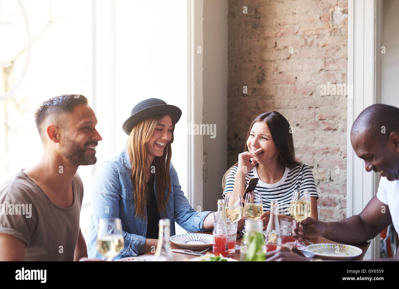 Diverse couples lunch hi-res stock photography and images - Alamy