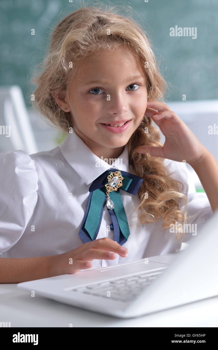 cute girl using laptop computer Stock Photo - Alamy