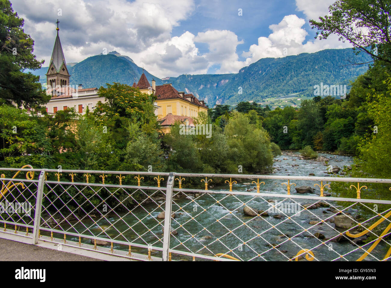 Merano (Also called Meran), an old spa town in the Bolzano province of ...