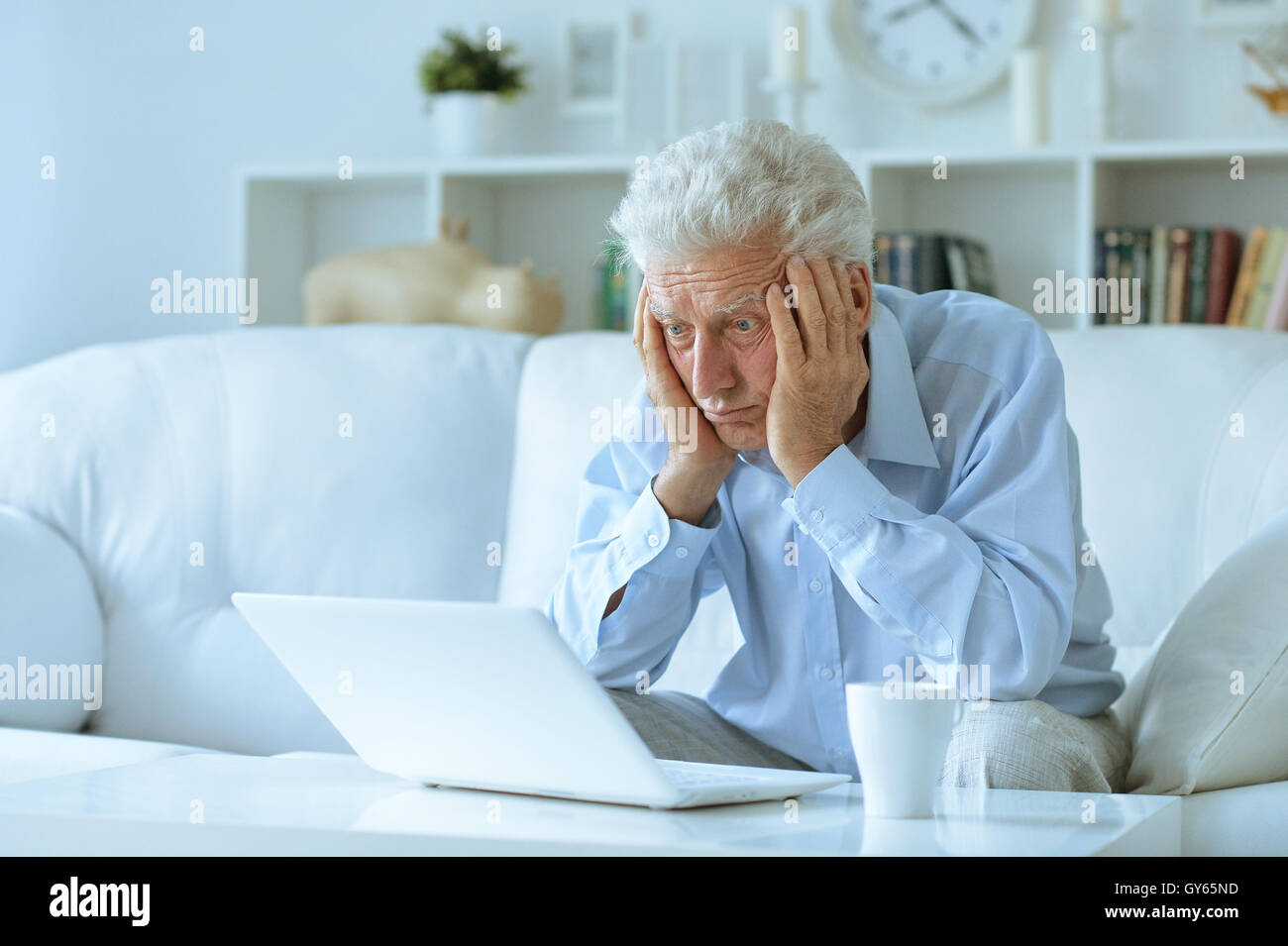 senior man at home with laptop Stock Photo - Alamy