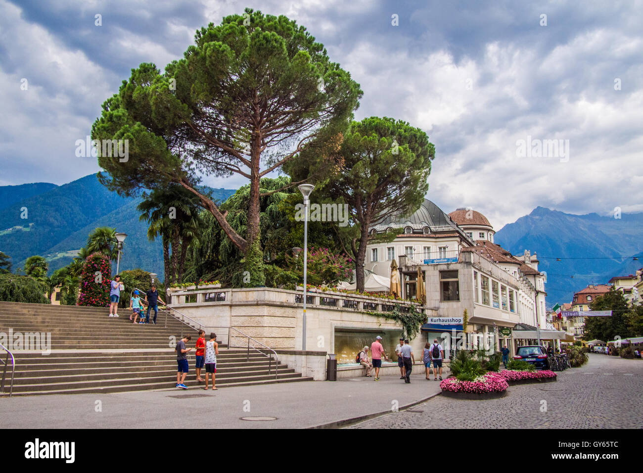 Merano (Also called Meran), an old spa town beside the Passer River ...