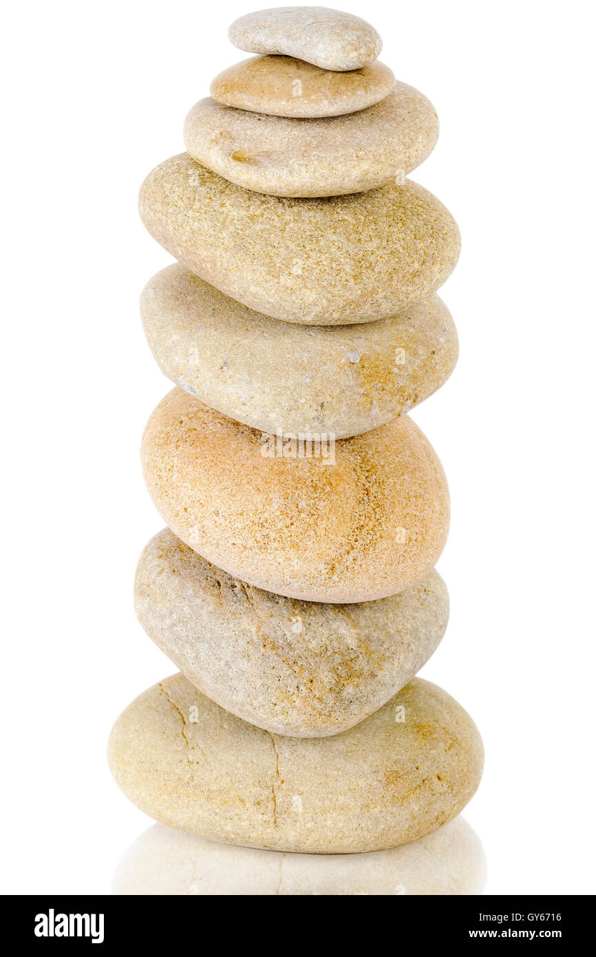 Balanced stack of different stones on white Stock Photo - Alamy