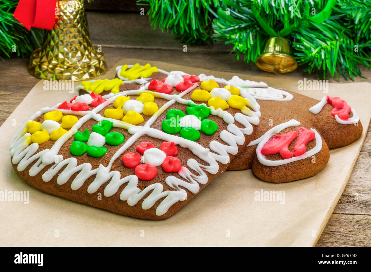 Christmas gingerbreads on paper Stock Photo - Alamy