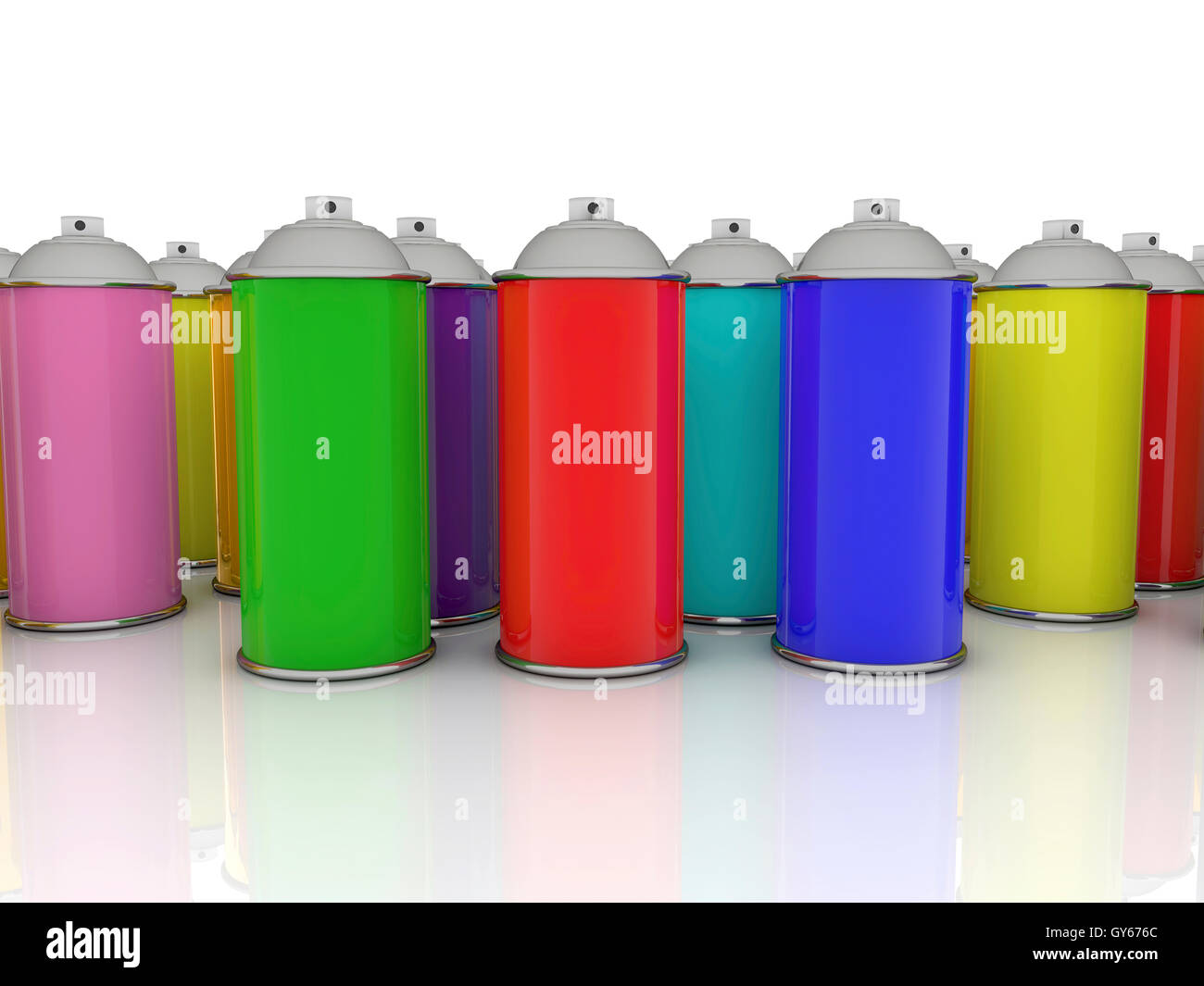 Color spray cans in various colors Stock Photo - Alamy