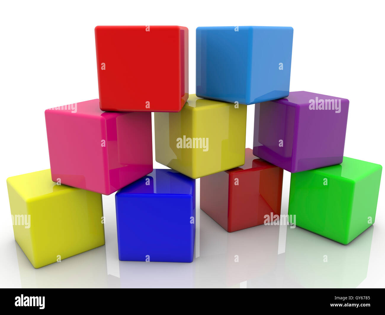 Pyramid of cubes in different colors Stock Photo - Alamy