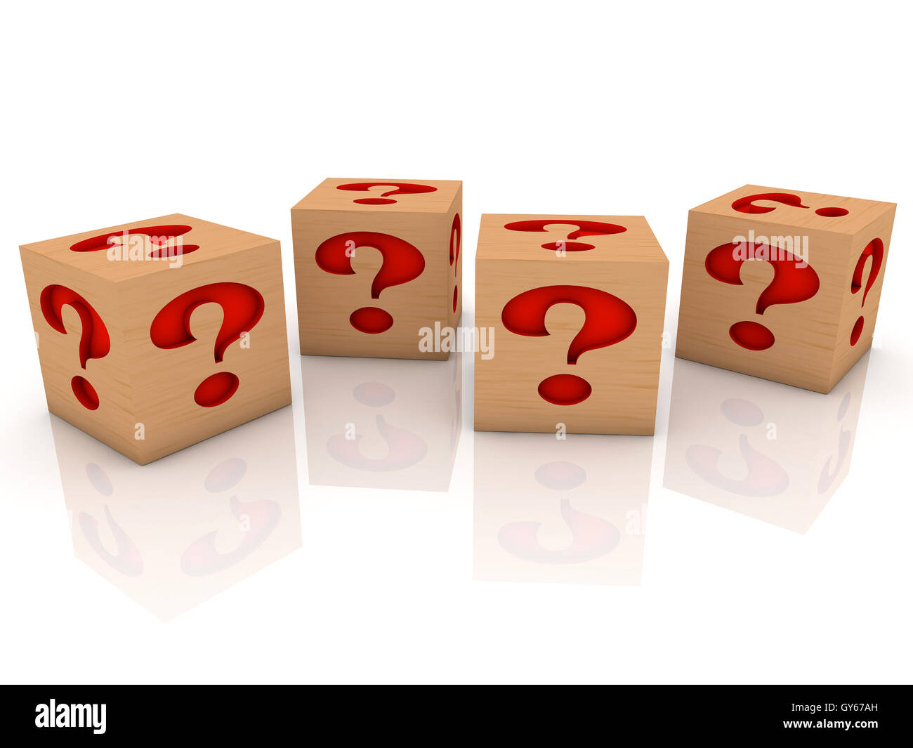 Wooden toy cubes with question marks Stock Photo - Alamy