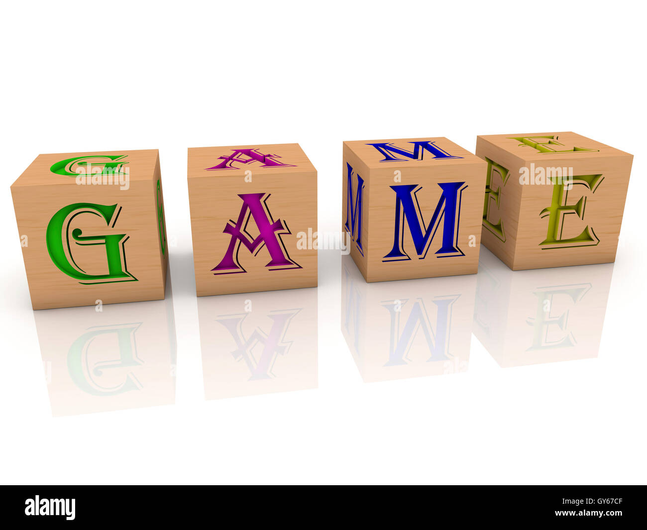 Toy cubes with message GAME Stock Photo - Alamy