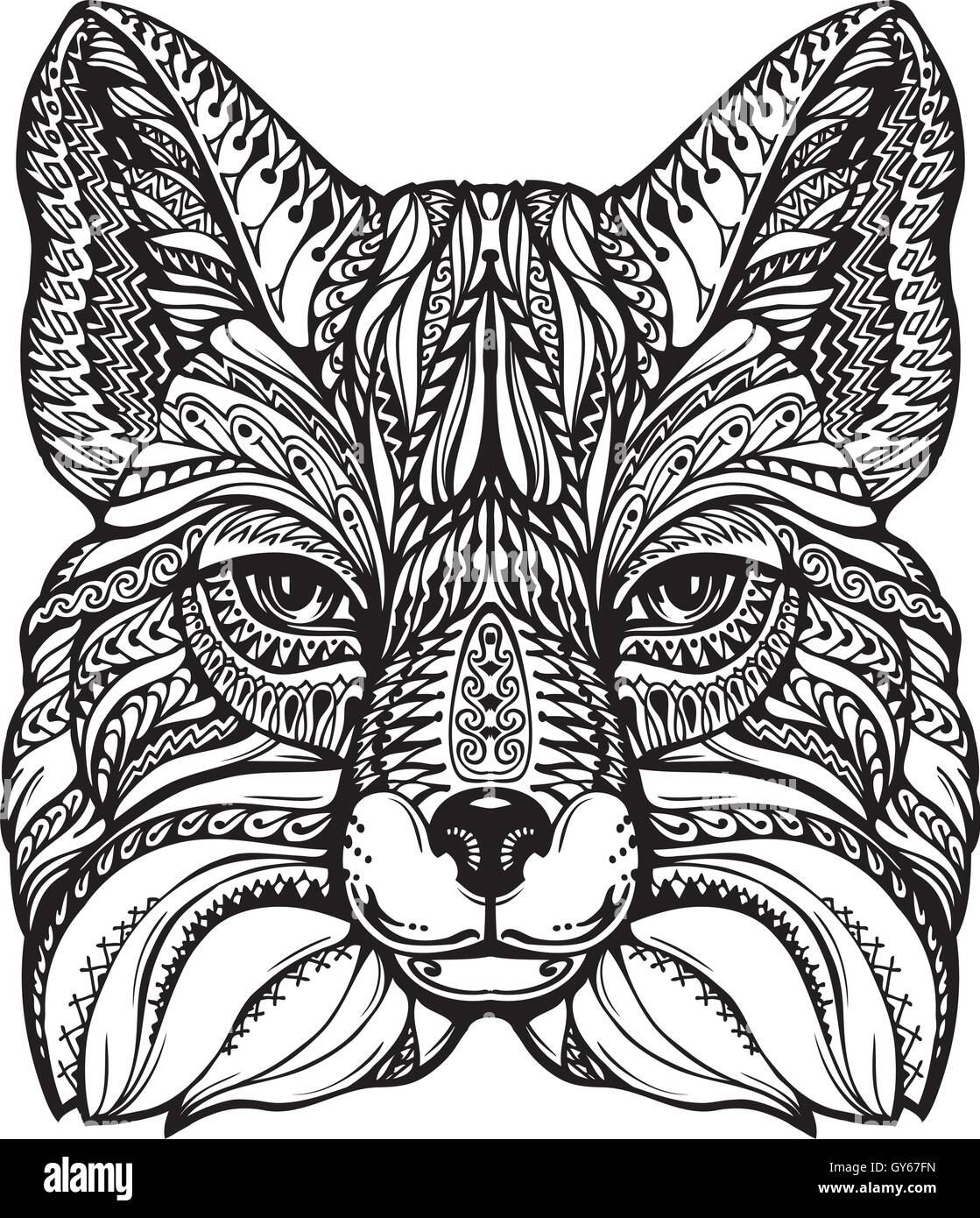 Fox ethnic graphic style with decorative ornaments and patterns. Vector ...