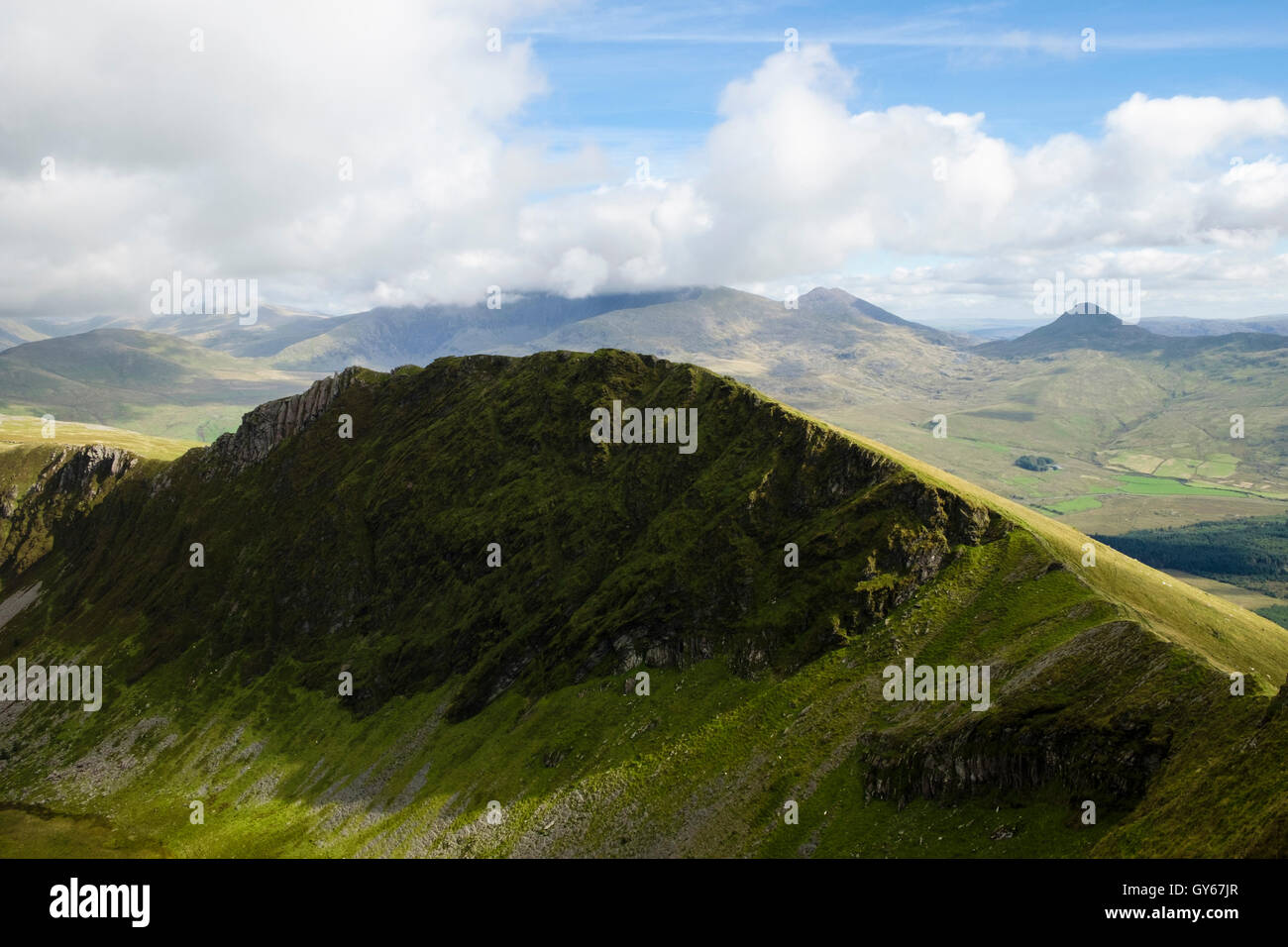 View from Trum y Ddysgl looking east to Mynydd Drws-y-Coed on Nantlle ...