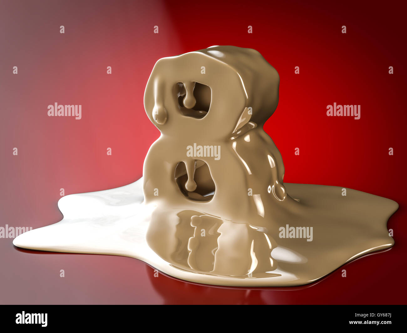 Liquid number eight on a red background. 3D illustration Stock Photo ...