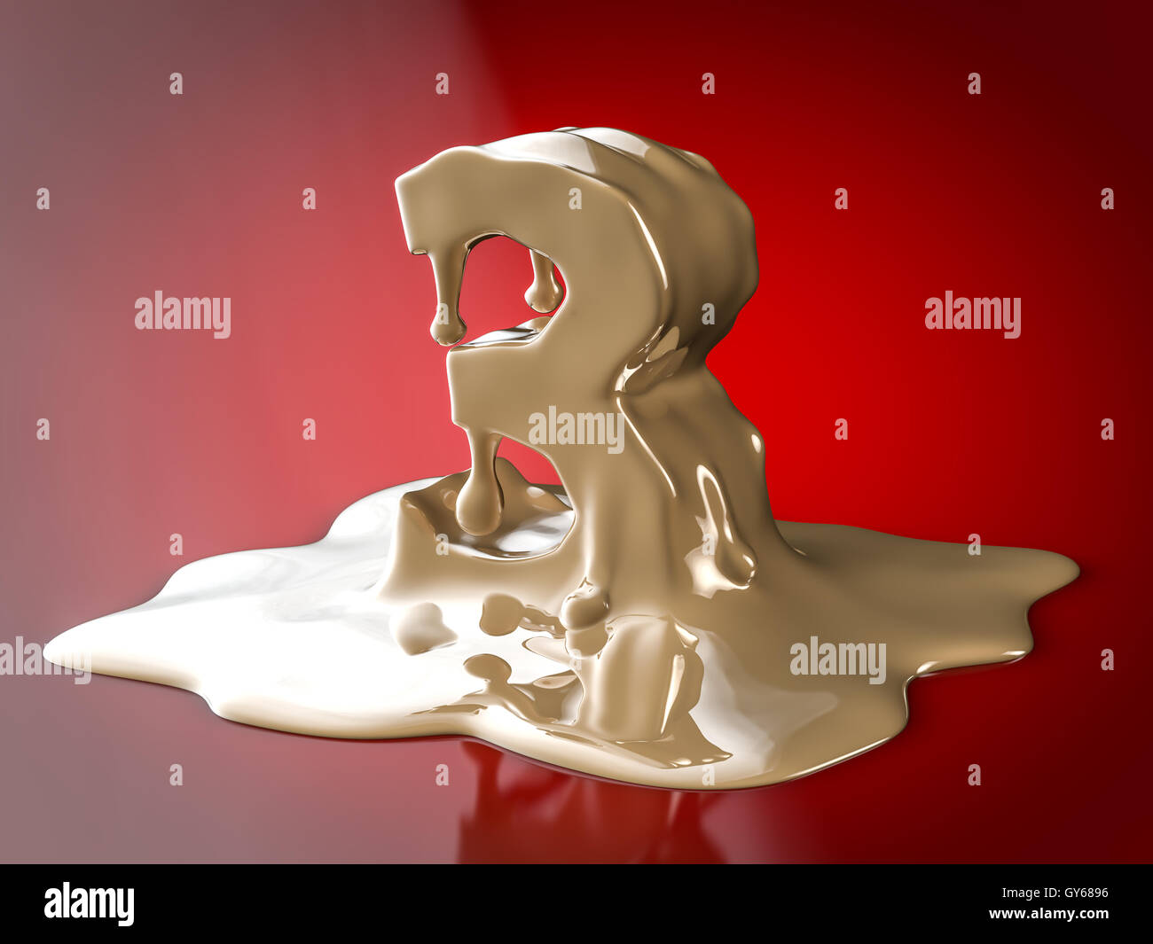Liquid number three on a red background. 3D illustration Stock Photo ...