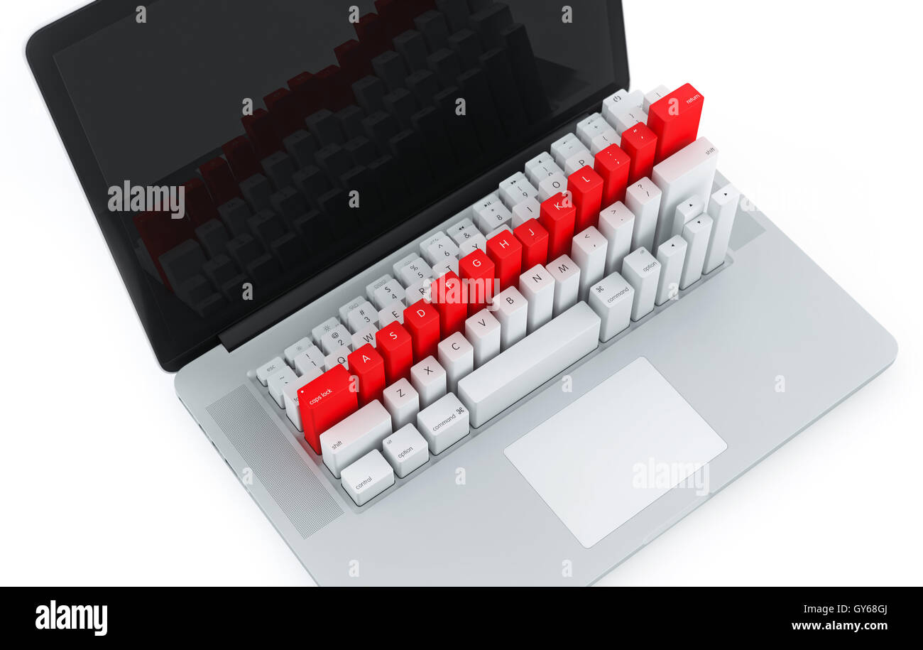 Keyboard with graph Stock Photo - Alamy