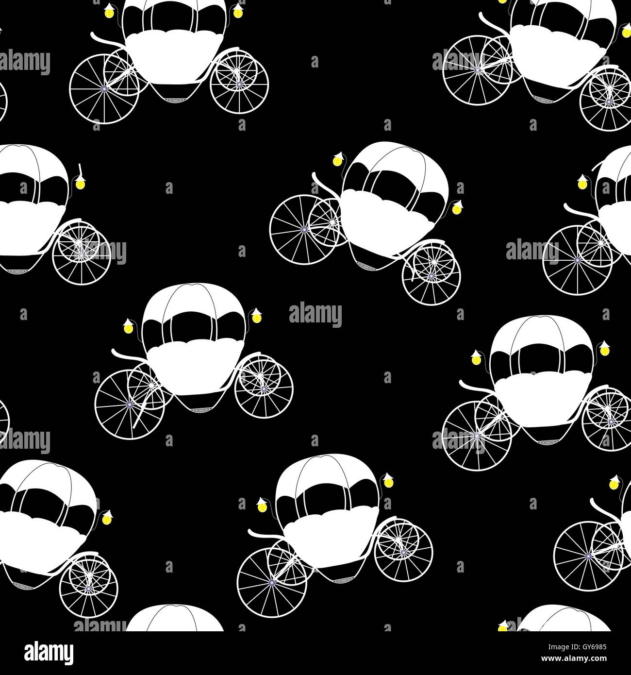 Princess Cinderella Fairytale Carriage. Seamless Pattern. Vector Stock ...
