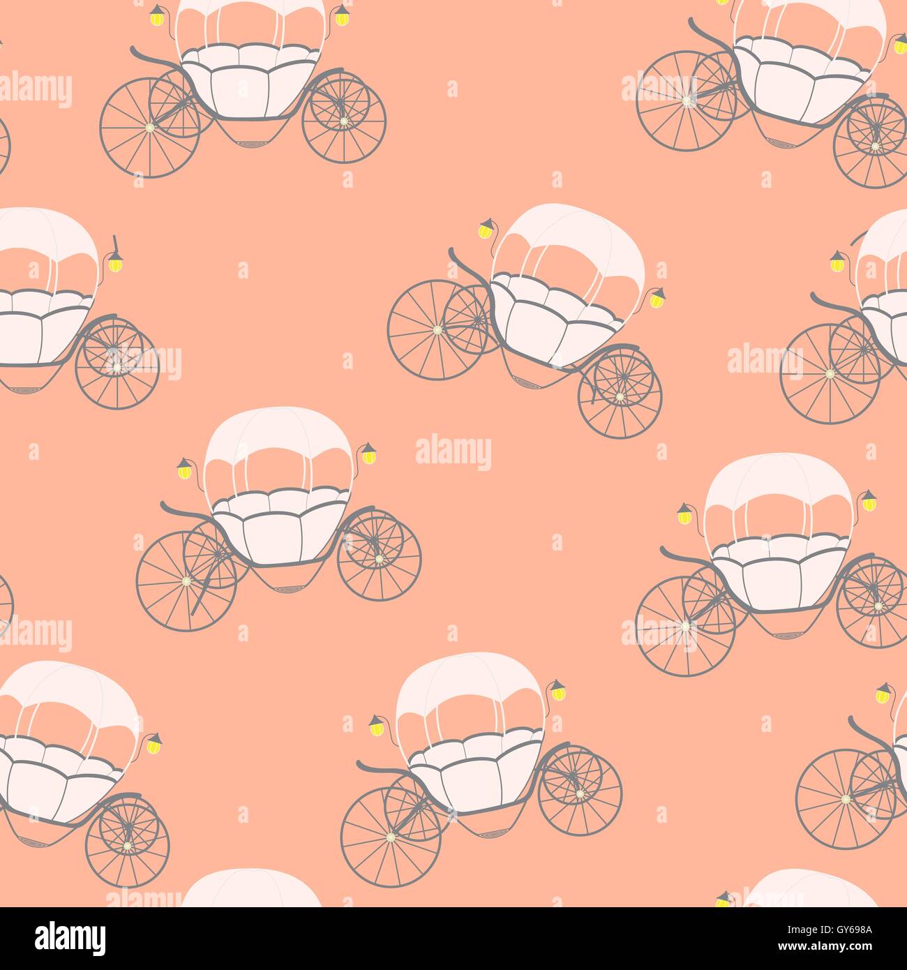 Princess Cinderella Fairytale Carriage. Seamless Pattern. Vector Stock ...