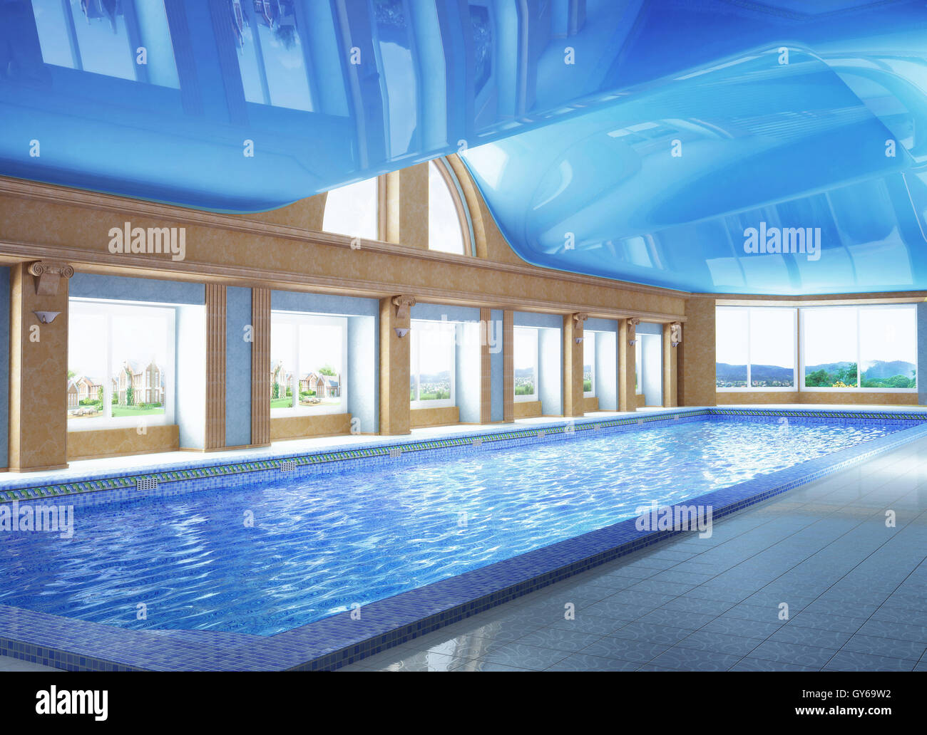 Pool inside the house Stock Photo - Alamy