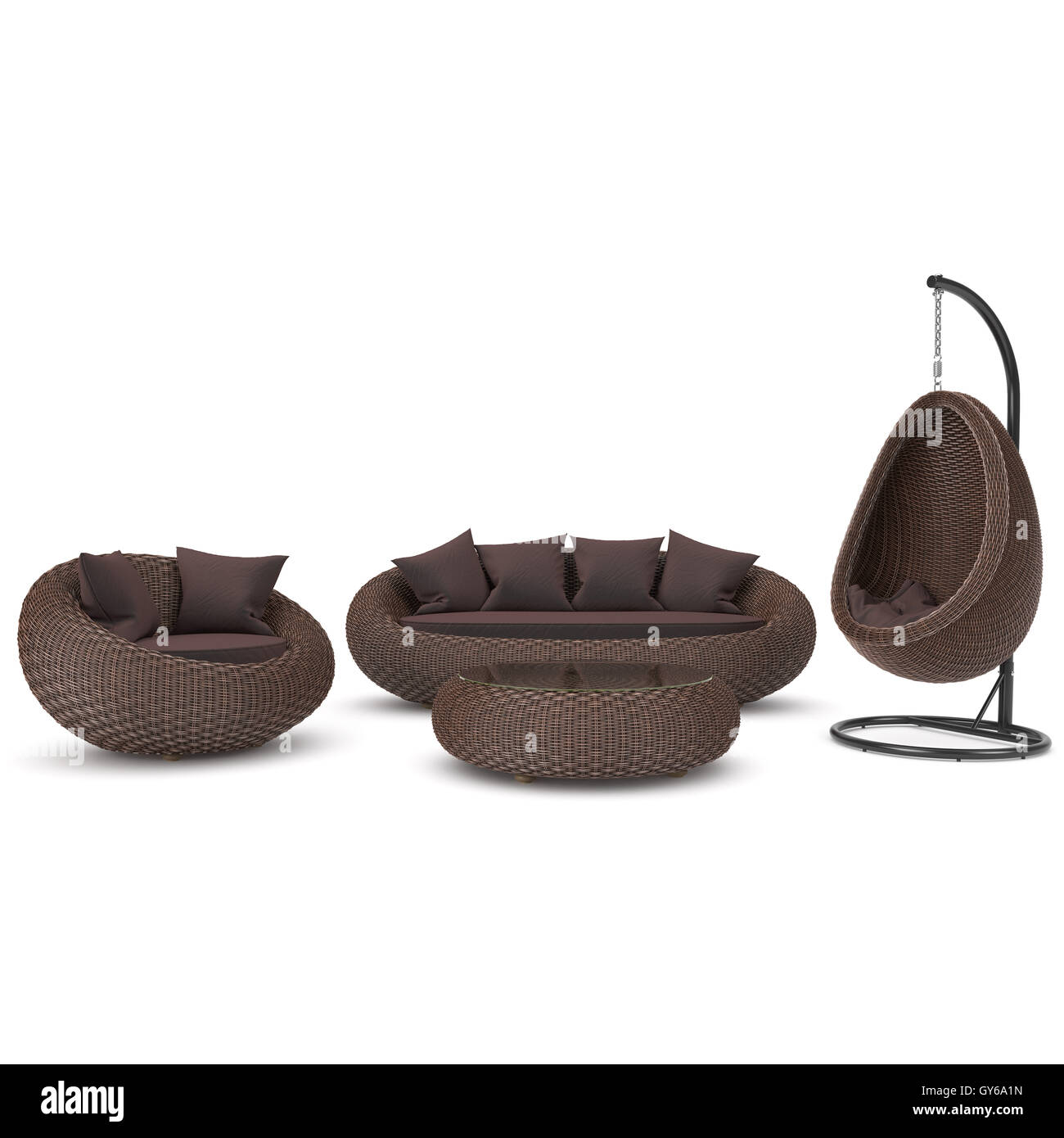 Set of rattan furniture Stock Photo - Alamy