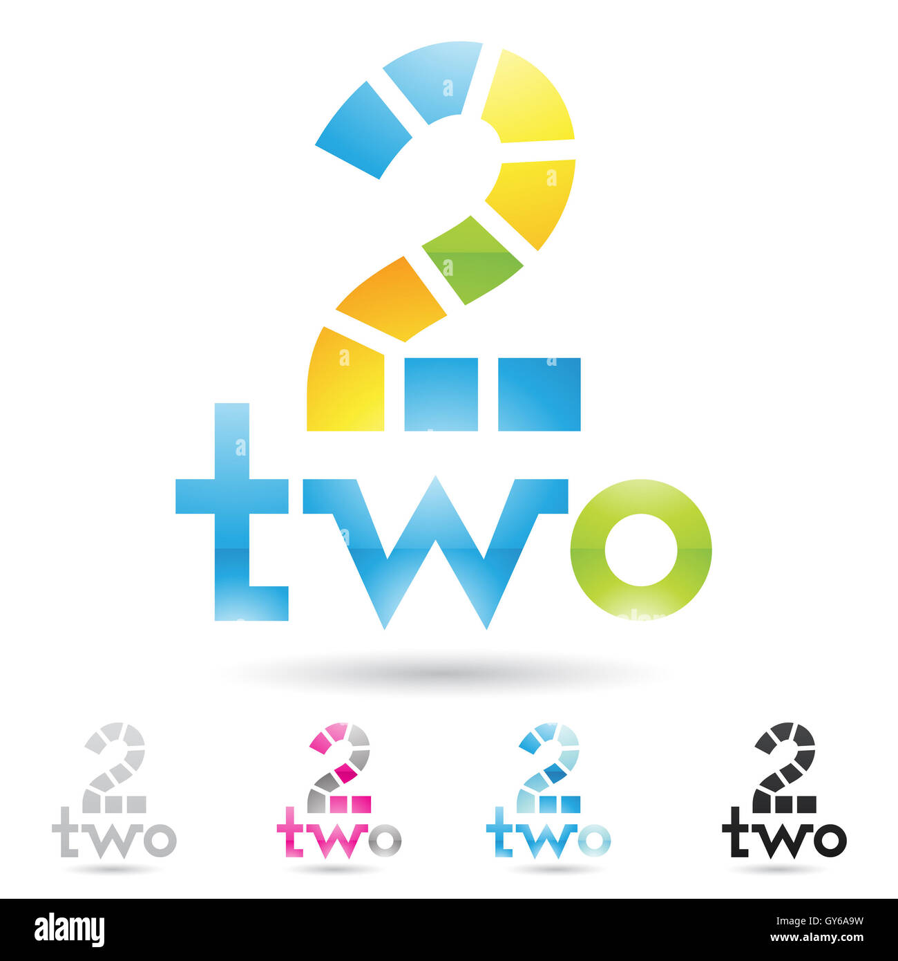 vector illustration of colorful and abstract icons for no two Stock ...