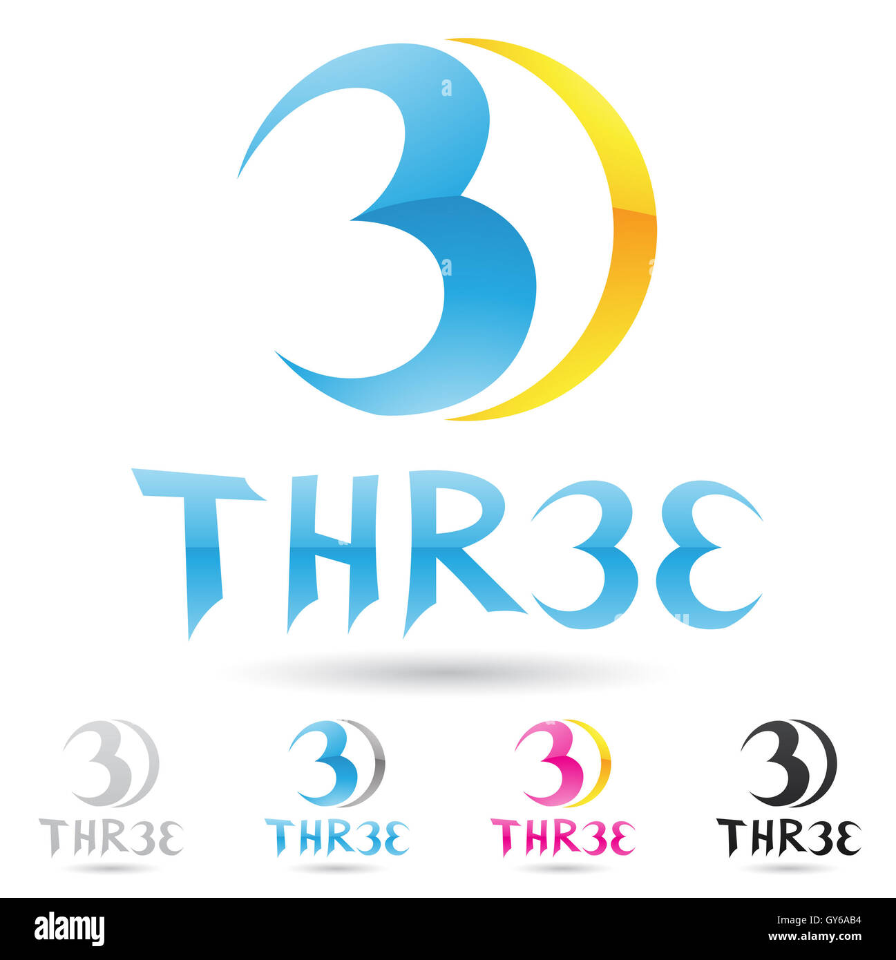 vector illustration of colorful and abstract icons for no three Stock ...