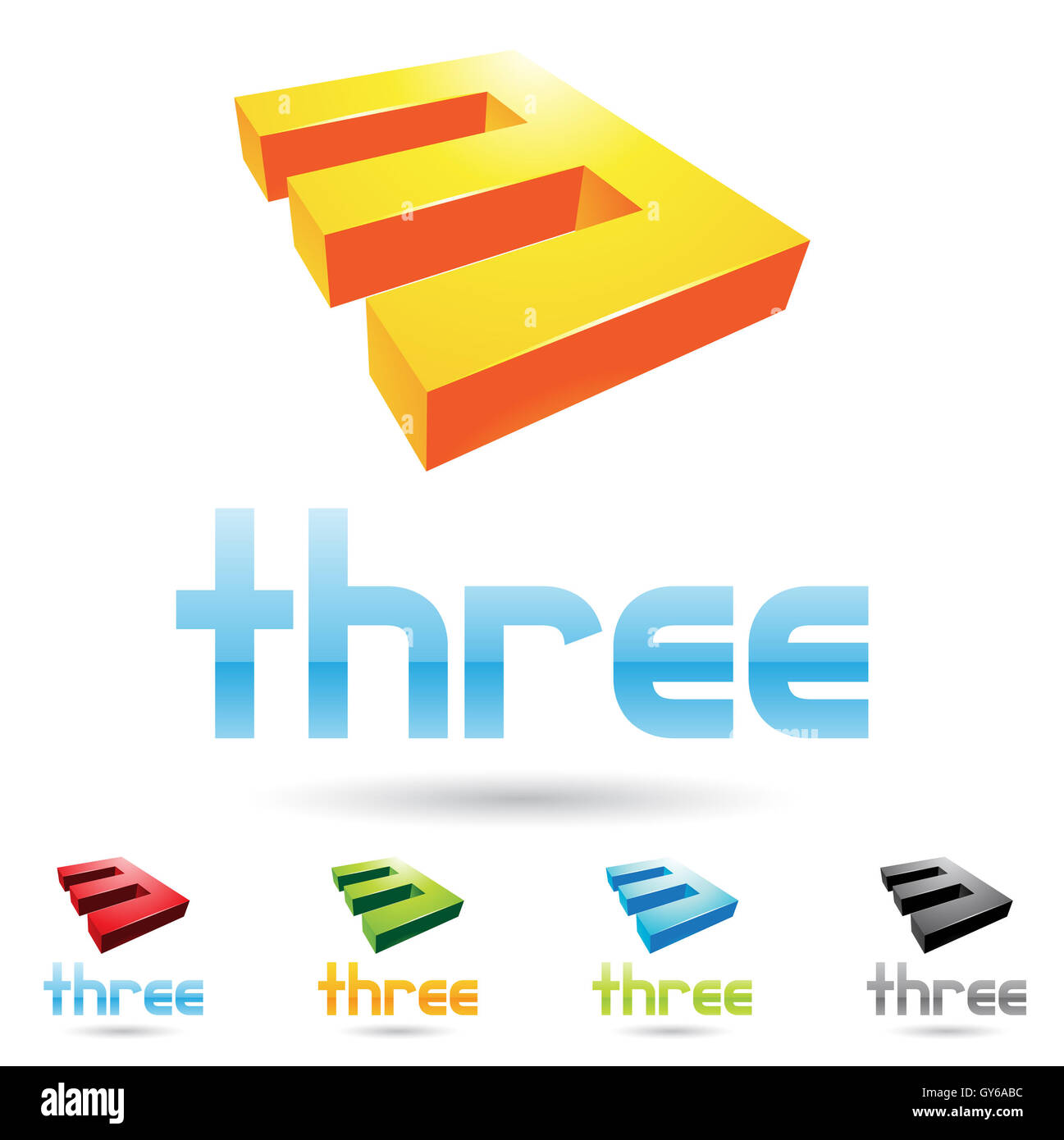 vector illustration of colorful and abstract icons for no three Stock ...