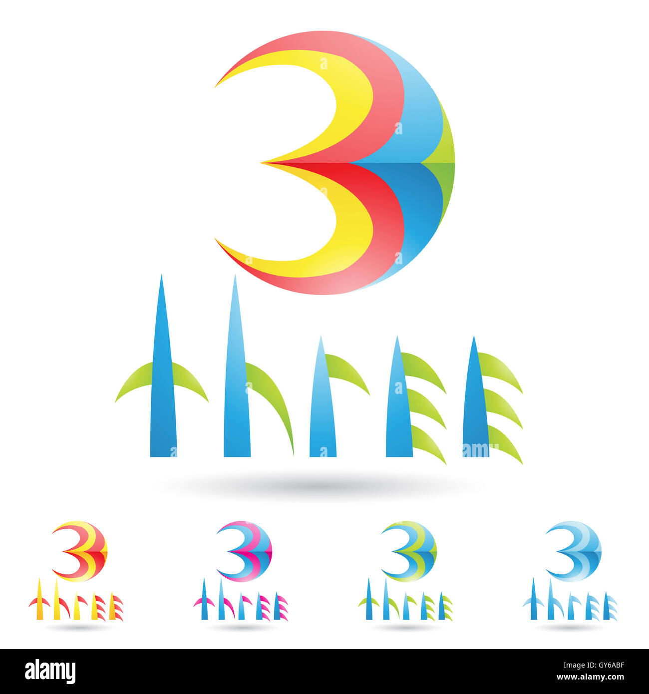 vector illustration of colorful and abstract icons for no three Stock ...