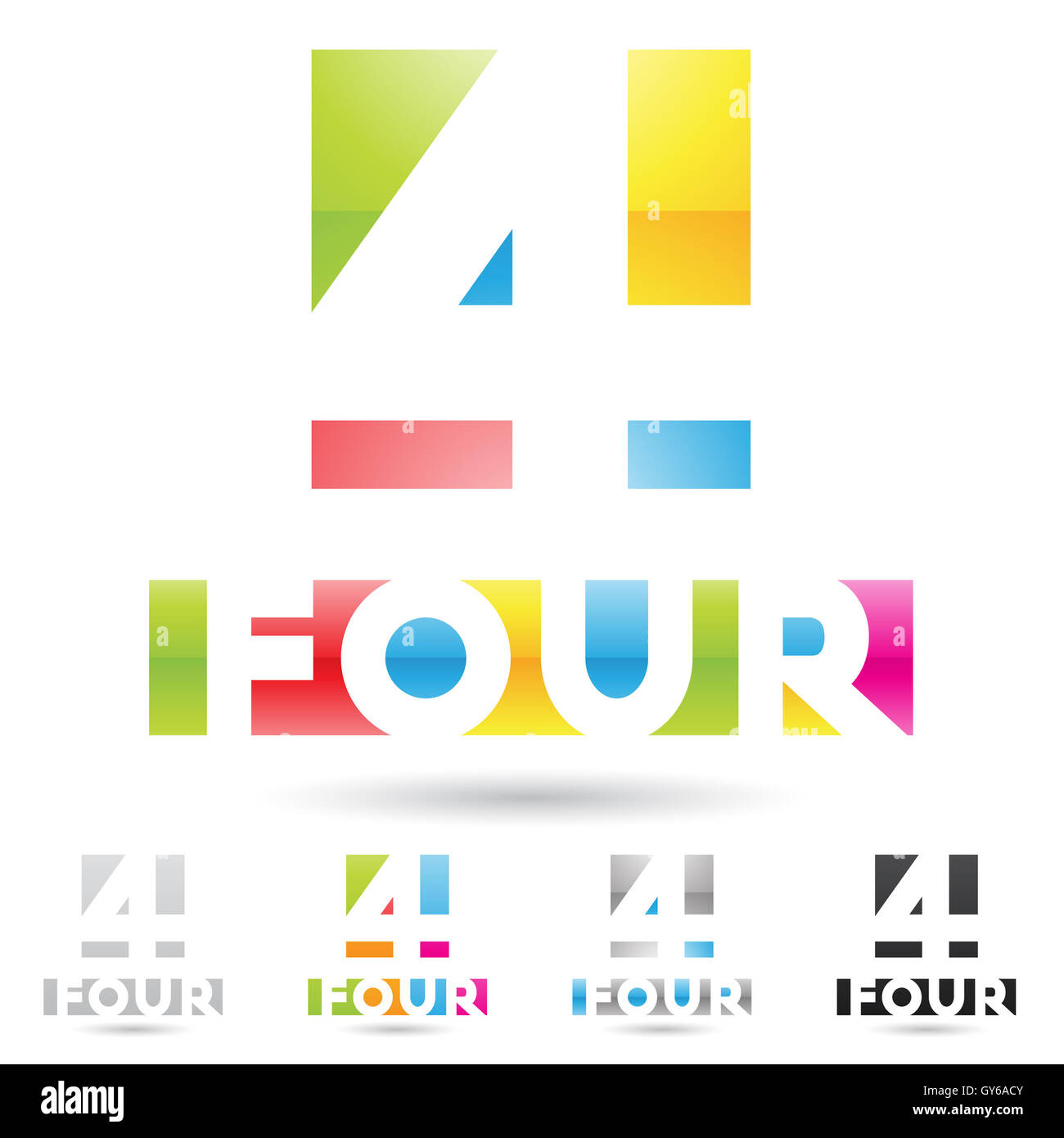 vector illustration of colorful and abstract icons for no four Stock ...