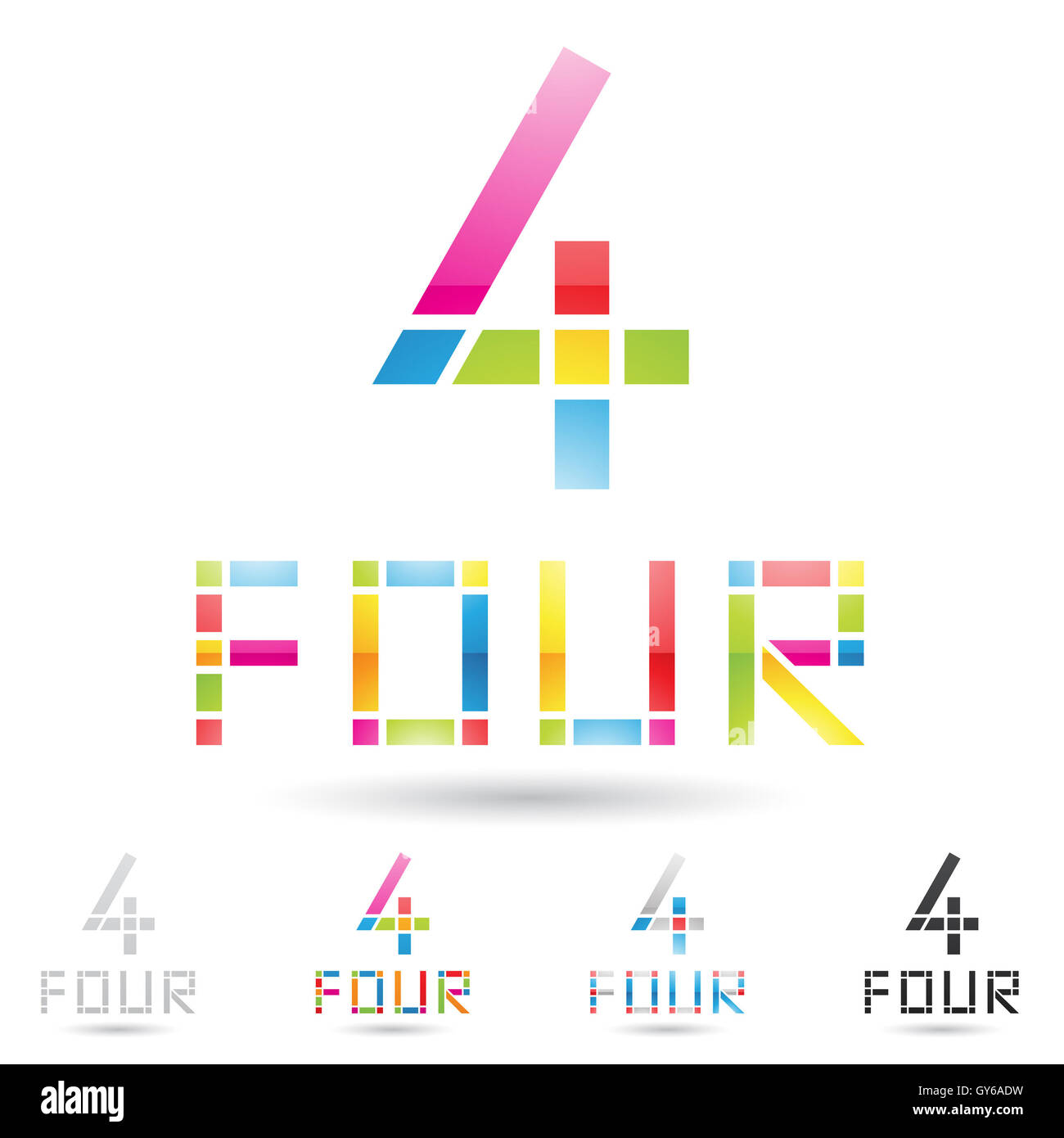 vector illustration of colorful and abstract icons for no four Stock ...