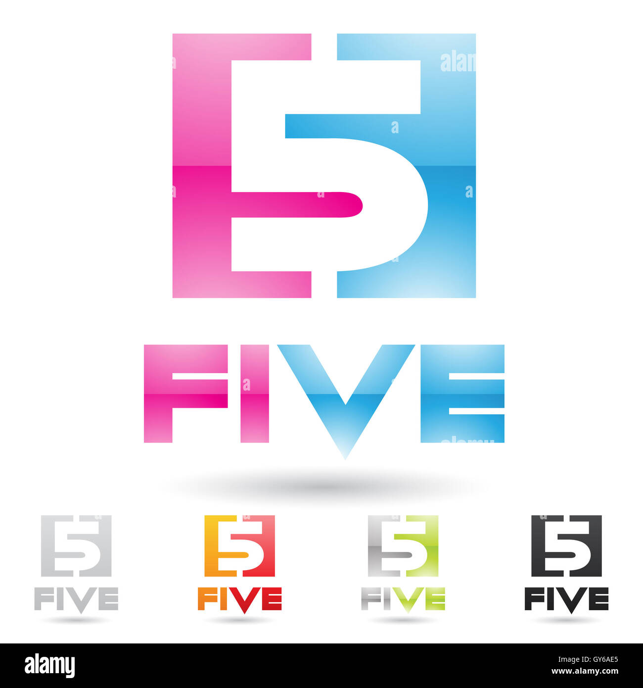 vector illustration of colorful and abstract icons for no five Stock ...