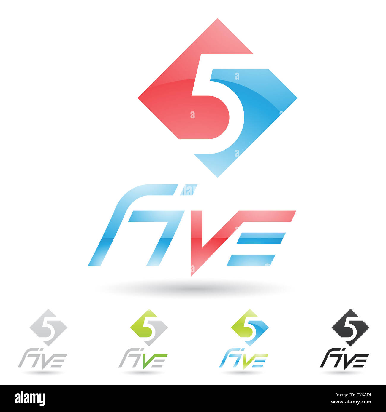 vector illustration of colorful and abstract icons for no five Stock ...