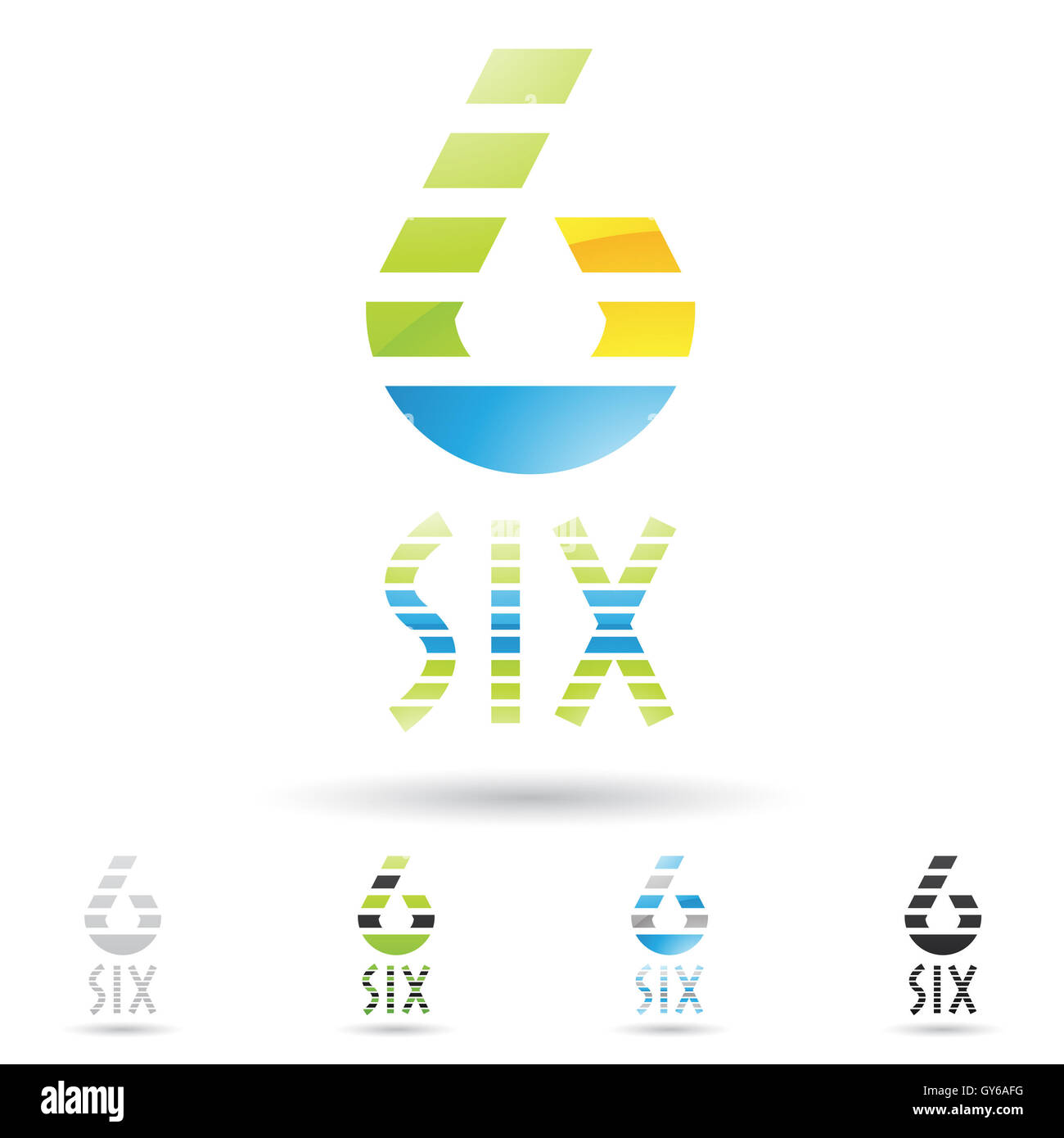 vector illustration of colorful and abstract icons for no six Stock ...