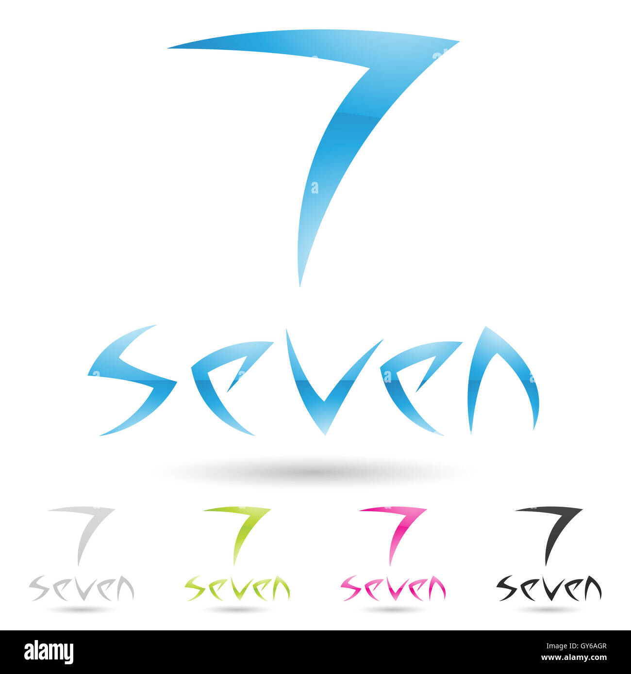 vector illustration of colorful and abstract icons for no seven Stock ...