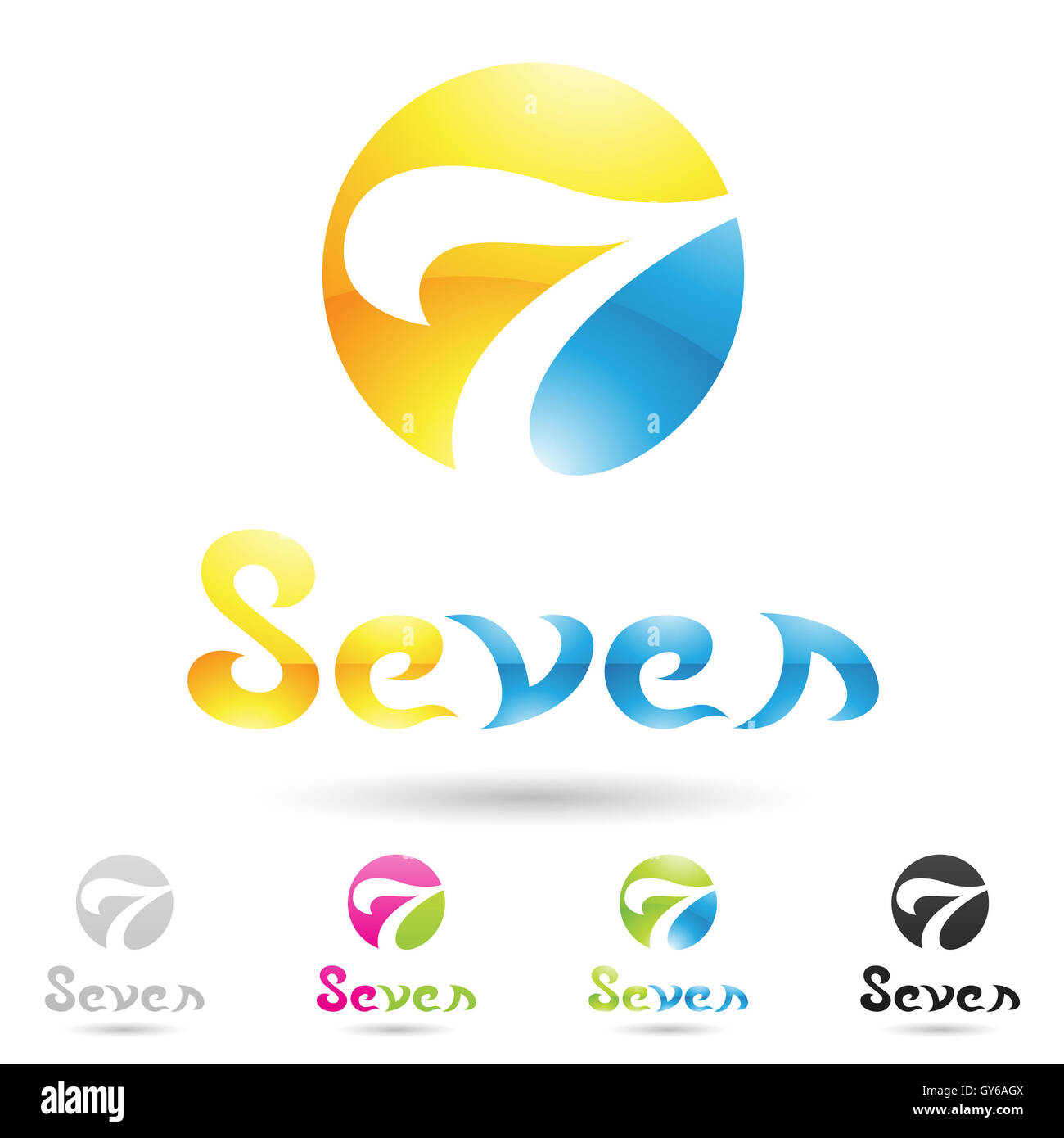 vector illustration of colorful and abstract icons for no seven Stock ...