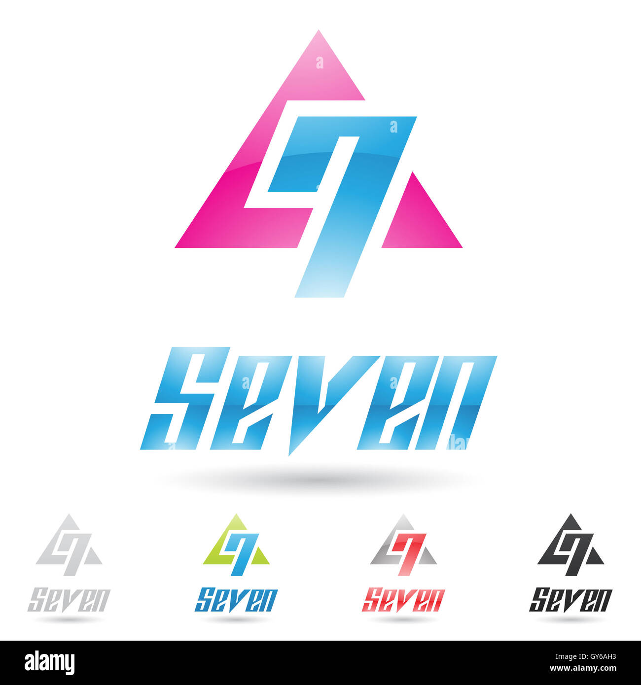 vector illustration of colorful and abstract icons for no seven Stock ...