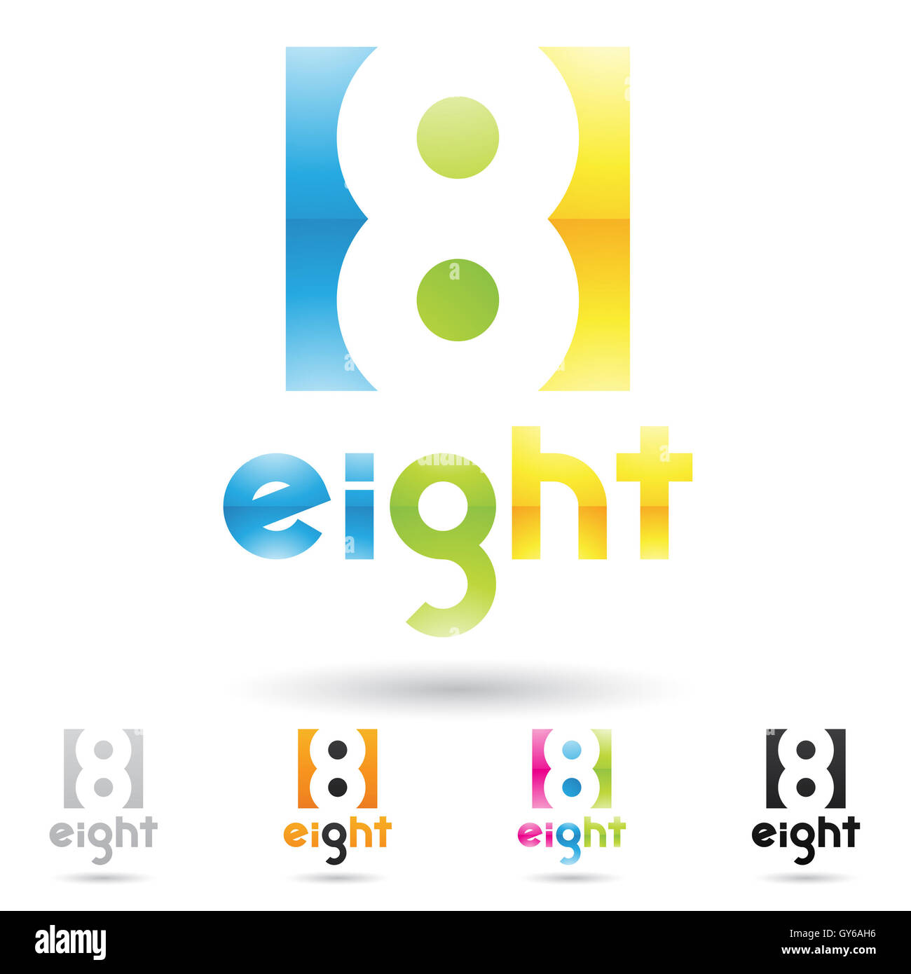 vector illustration of colorful and abstract icons for no eight Stock ...