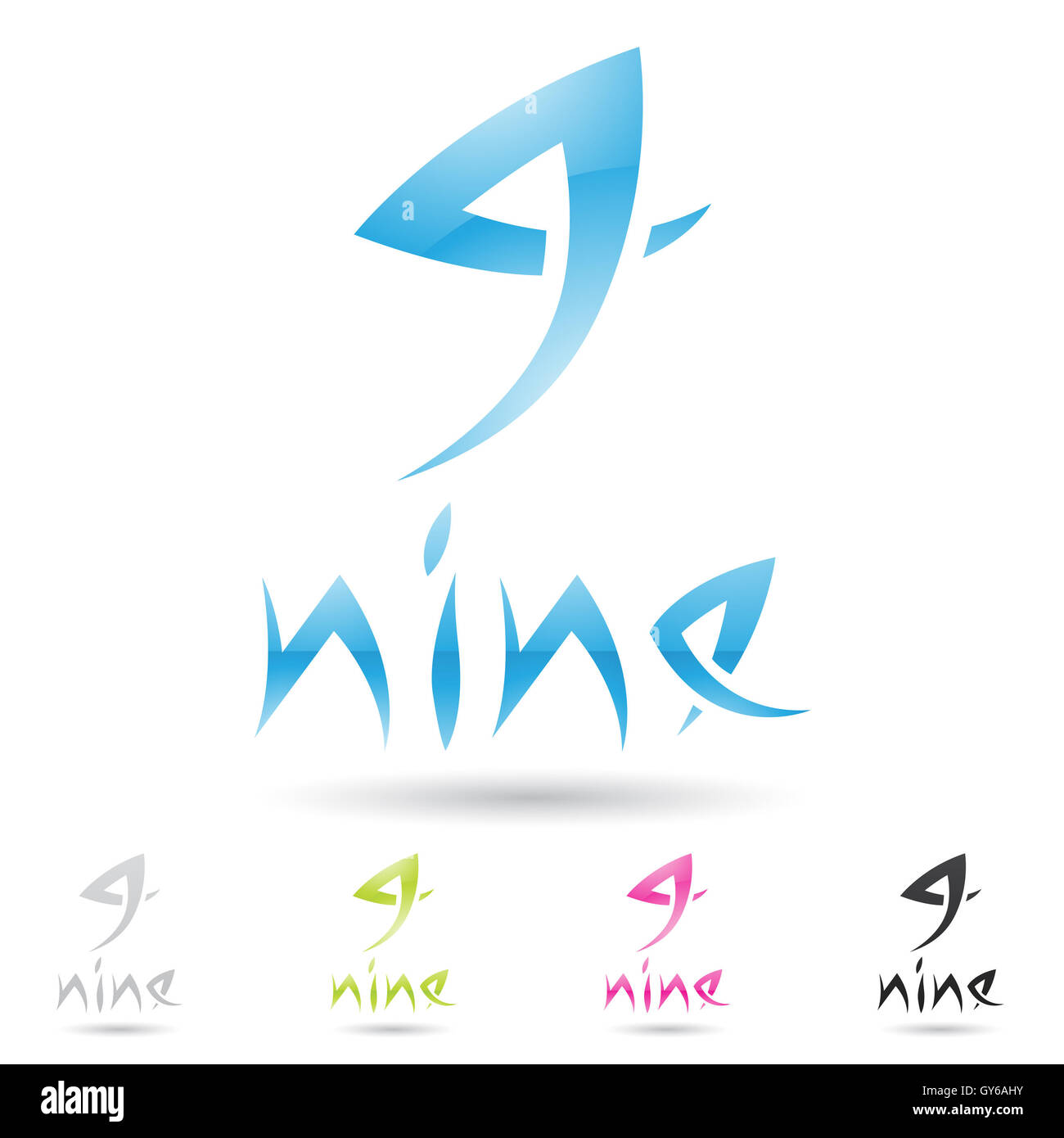 vector illustration of colorful and abstract icons for no nine Stock ...