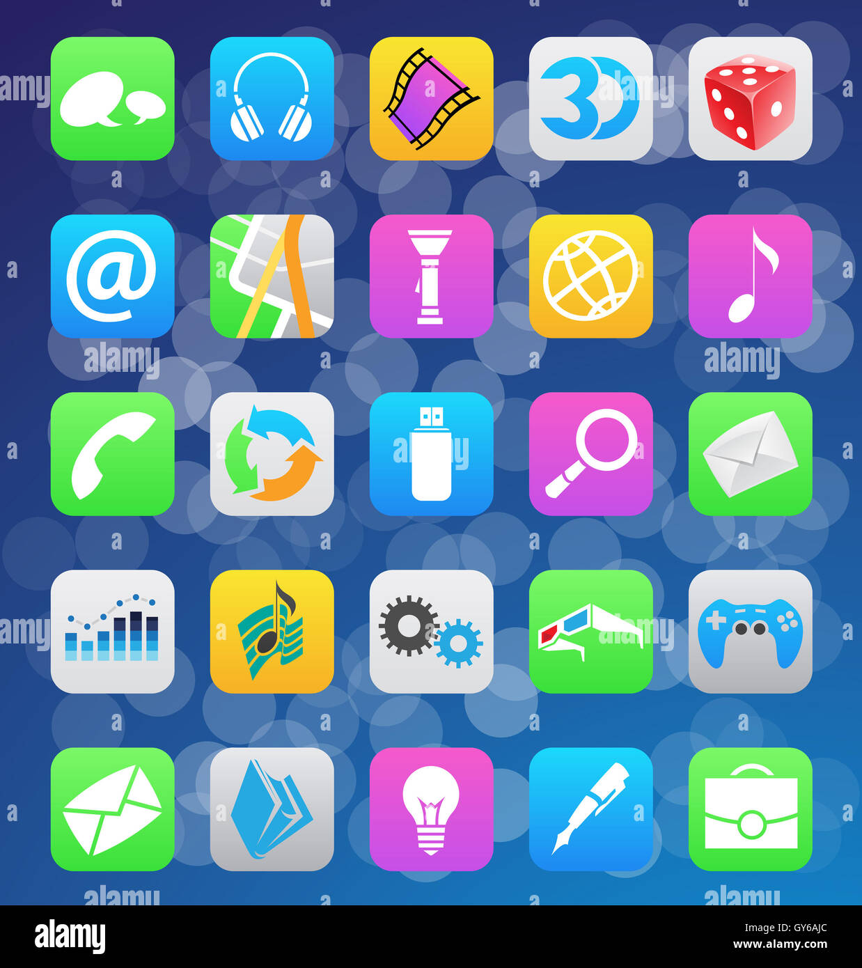 vector illustration of ios 7 style mobile app icons Stock Photo - Alamy