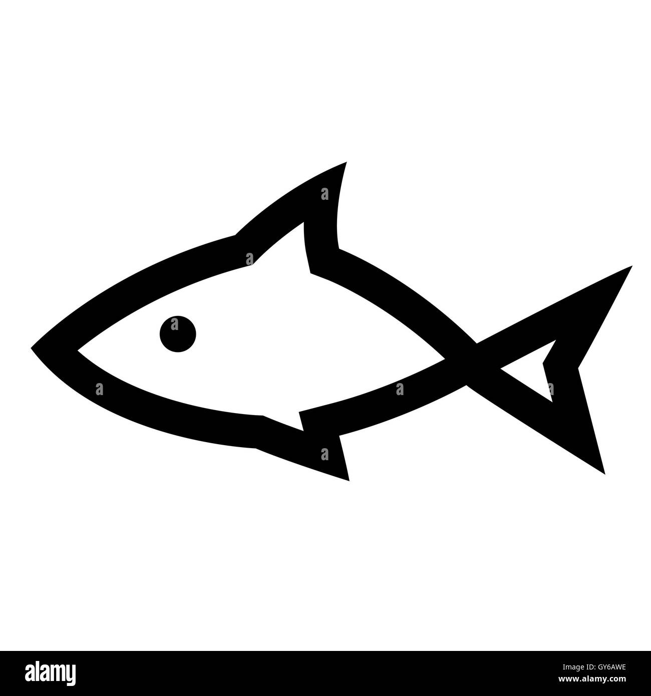 Illustration of Black Fish Icon isolated on a white background Stock ...