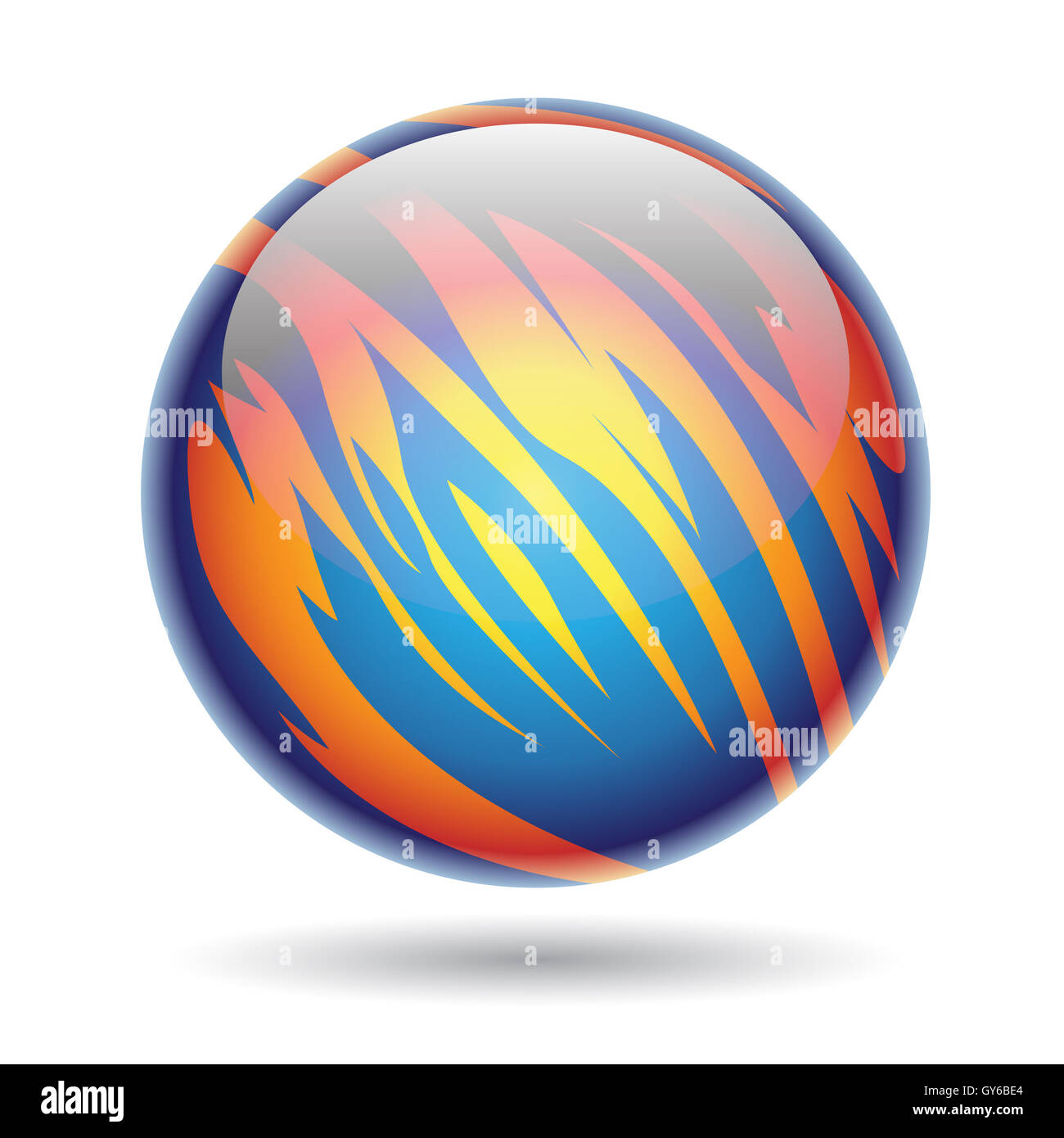 Illustration of Blue and Yellow Glossy Planet Sphere isolated on a ...