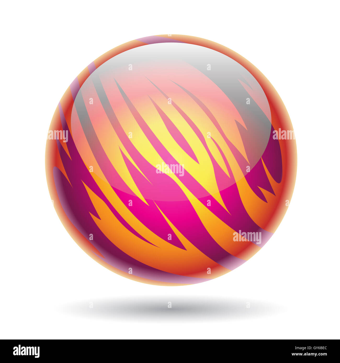 Illustration of Magenta and Yellow Planet Sphere isolated on a white ...