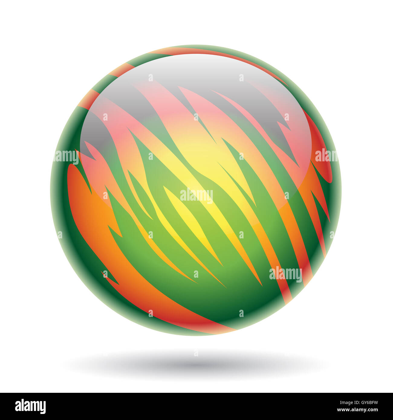 Illustration of Green and Yellow Planet Sphere isolated on a white ...