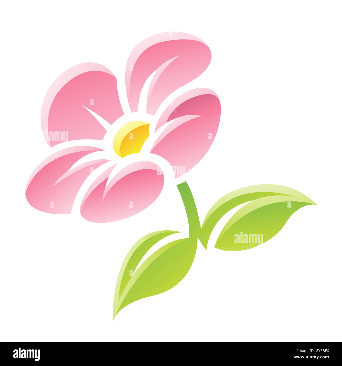 Illustration of Pink Flower Icon isolated on a white background Stock ...