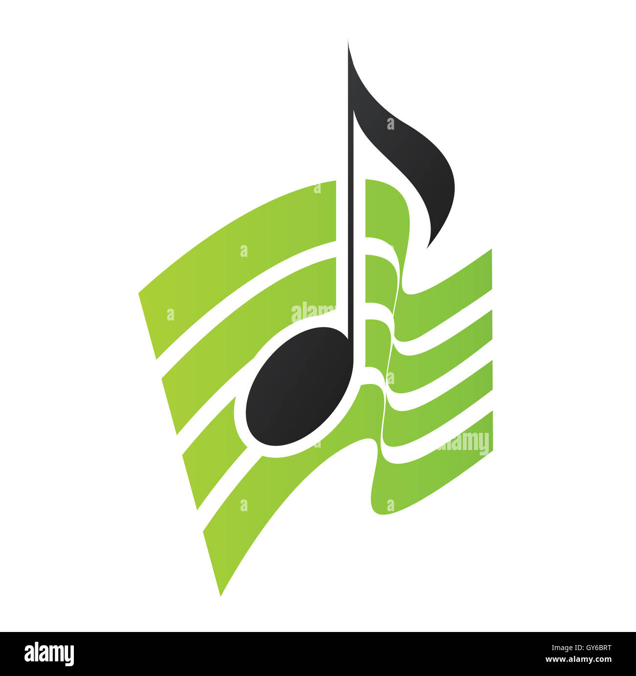 Illustration of Green Musical Note isolated on a white background Stock ...