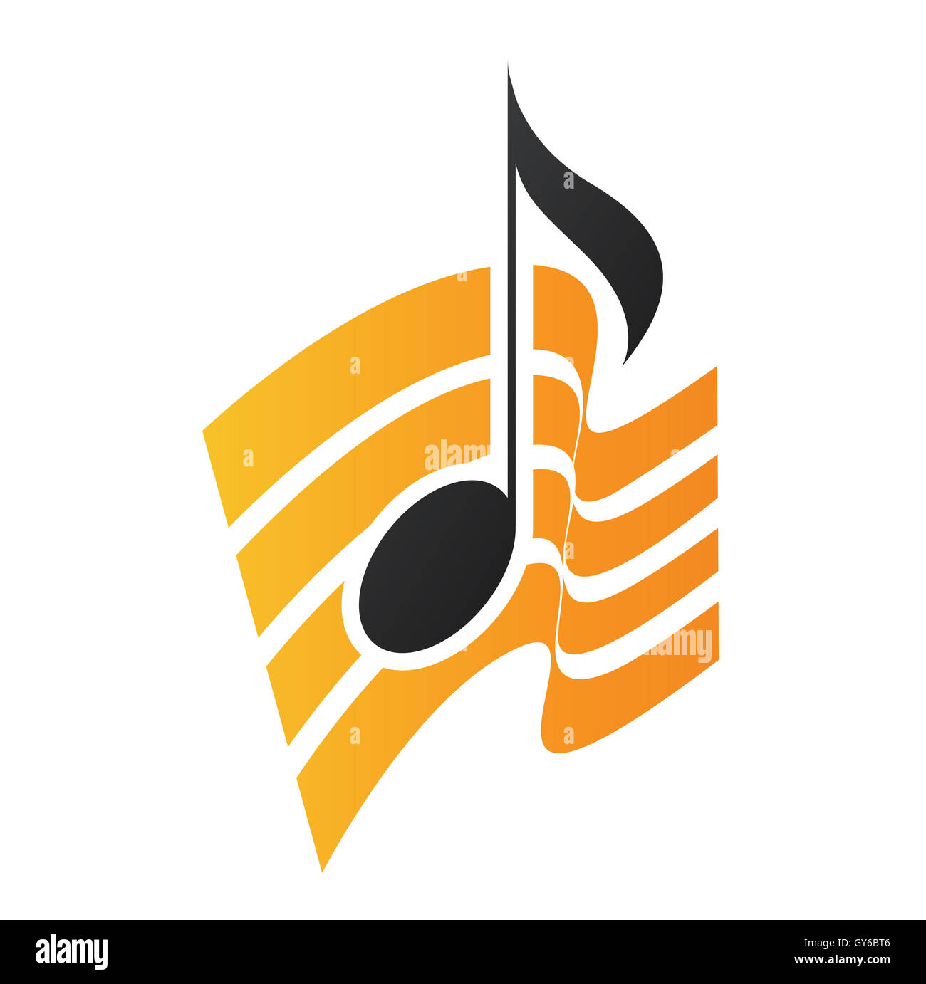 Illustration of Orange Musical Note isolated on a white background ...