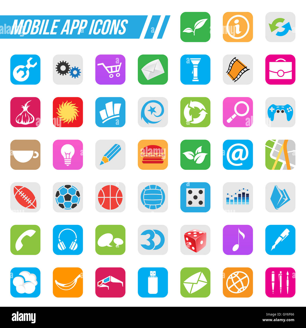 Vector Illustration Mobile App Icons, isolated on a white background ...