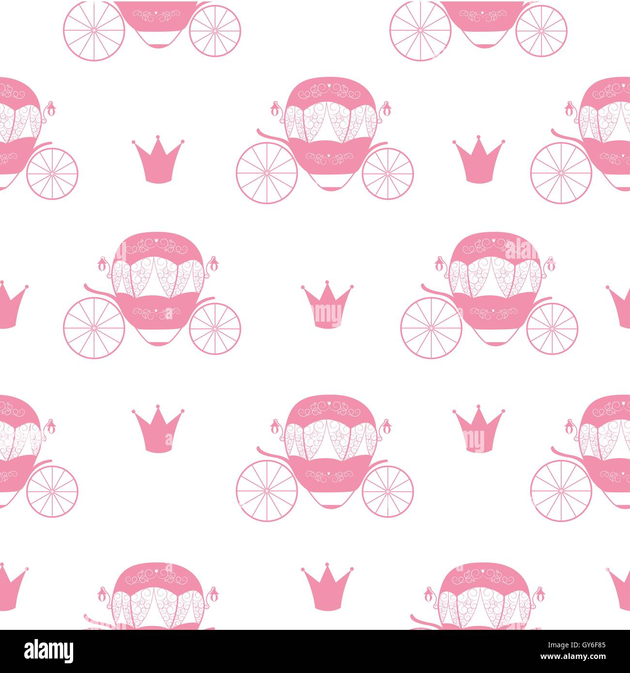 Princess Cinderella Fairytale Carriage. Seamless Pattern Backgro Stock ...